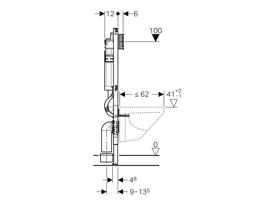 Module for wall-hung toilet with built in cistern - Geberit Sigma 12 ...