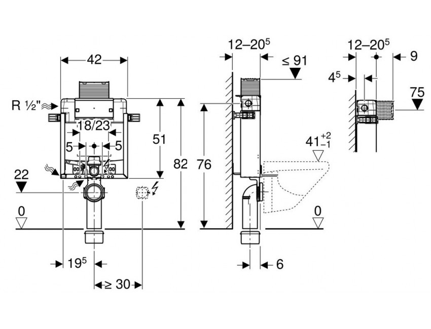 Module for wall-hung toilet with built-in cistern - Geberit Omega 12 ...