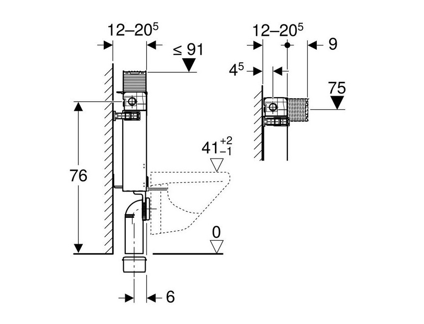 Module for wall-hung toilet with built-in cistern - Geberit Omega 12 ...