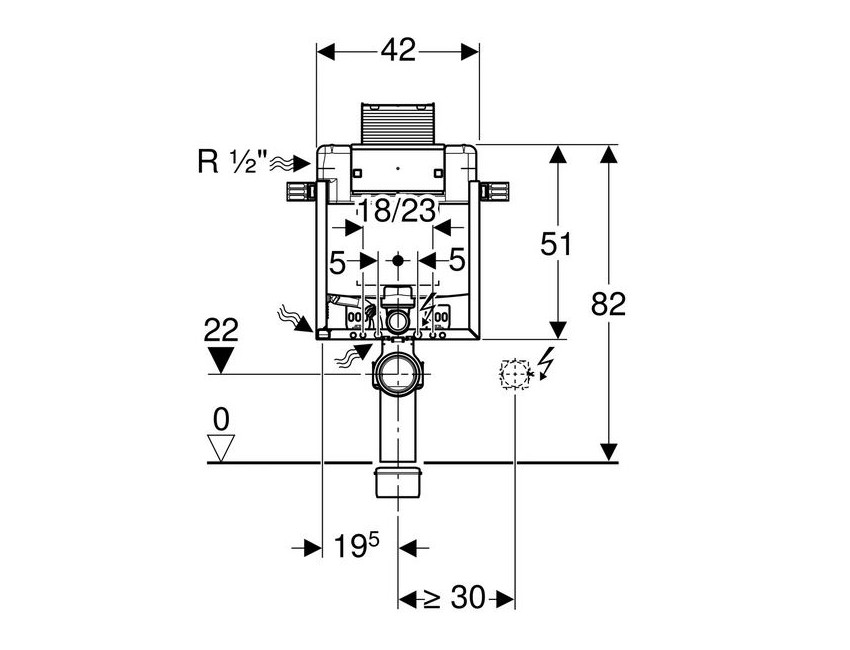 Module for wall-hung toilet with built-in cistern - Geberit Omega 12 ...