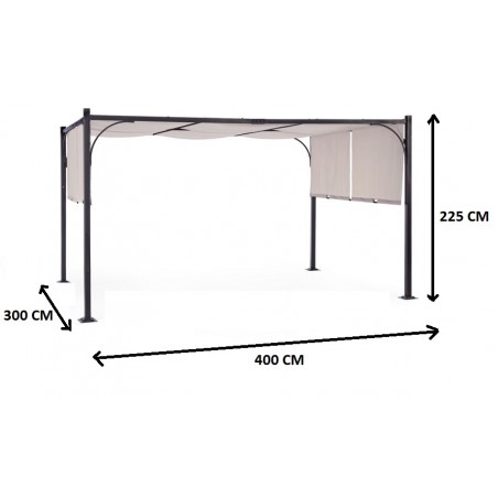 Gazebo pergola 4x3 m with anthracite painted steel structure - Cedro ...