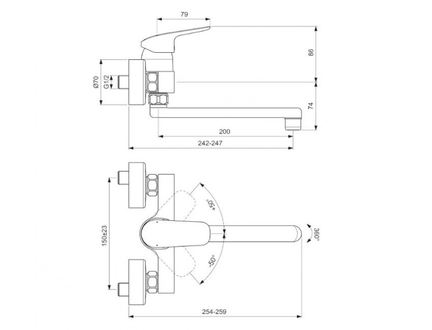 Spültischwandmischer aus verchromtem - Ideal Standard Ceraflex - Abitare