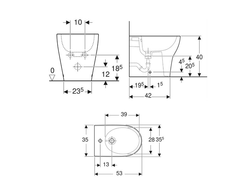 Bidé de suelo blanco brillo - Geberit Selnova Premium - Abitare