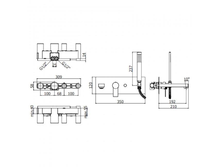 Chrome built-in bath mixer - Paffoni Tango - Abitare