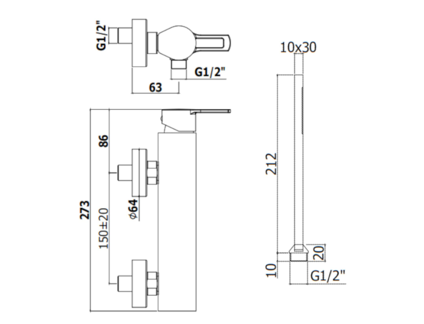 External shower mixer with chromed articulated wall - Paffoni West ...