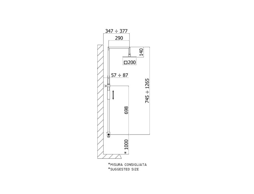 Adjustable shower column with chrome diverter- Paffoni Syncro Top King ...