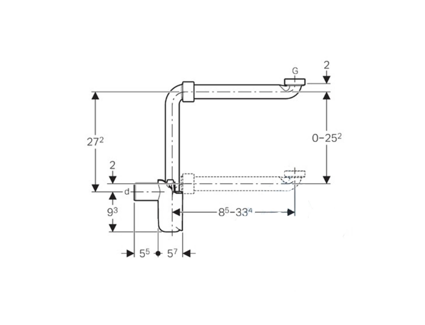 Space-saving curved siphon for sink with horizontal drain - Geberit ...