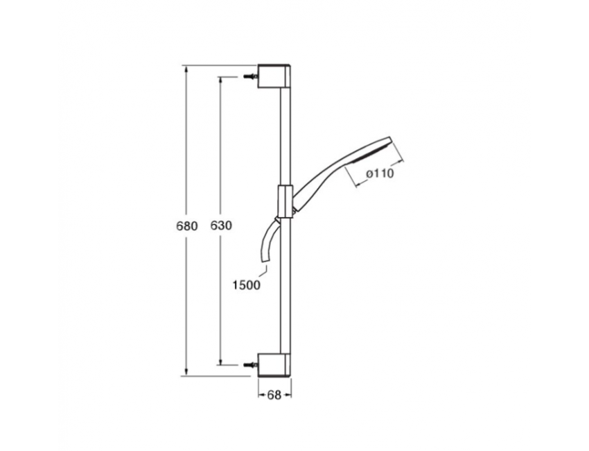 Juego de ducha corredero, distancia entre ejes 630 mm, con soporte ...