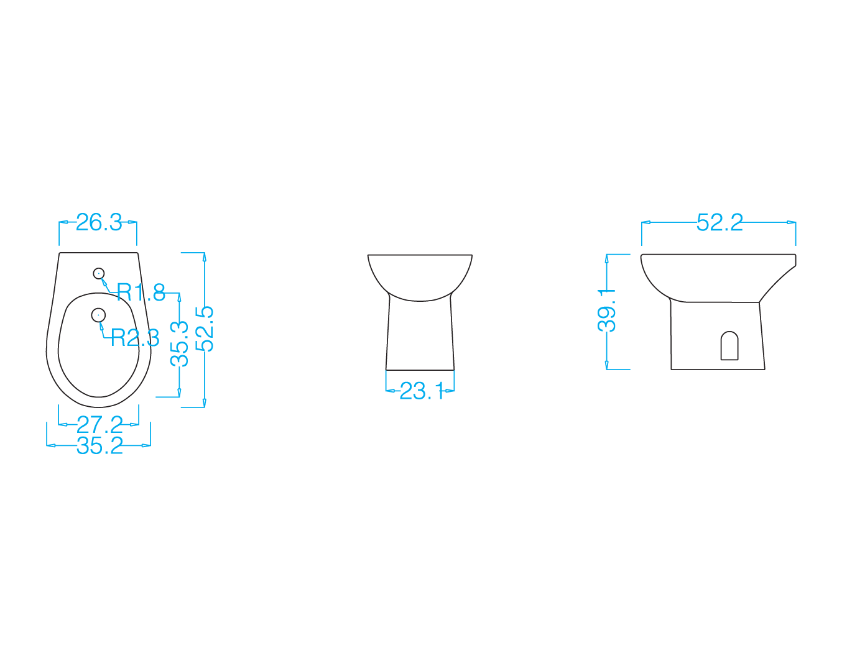 Bidet with floor drain in glossy white - Magic - Abitare