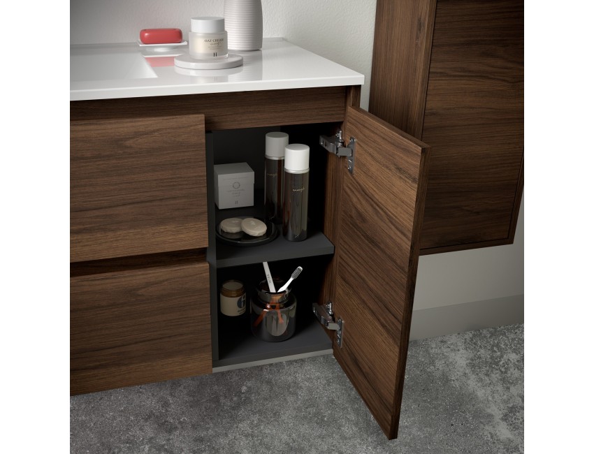 Mobile bagno sospeso 85 cm in legno noce maya con lavabo - Nova - Abitare